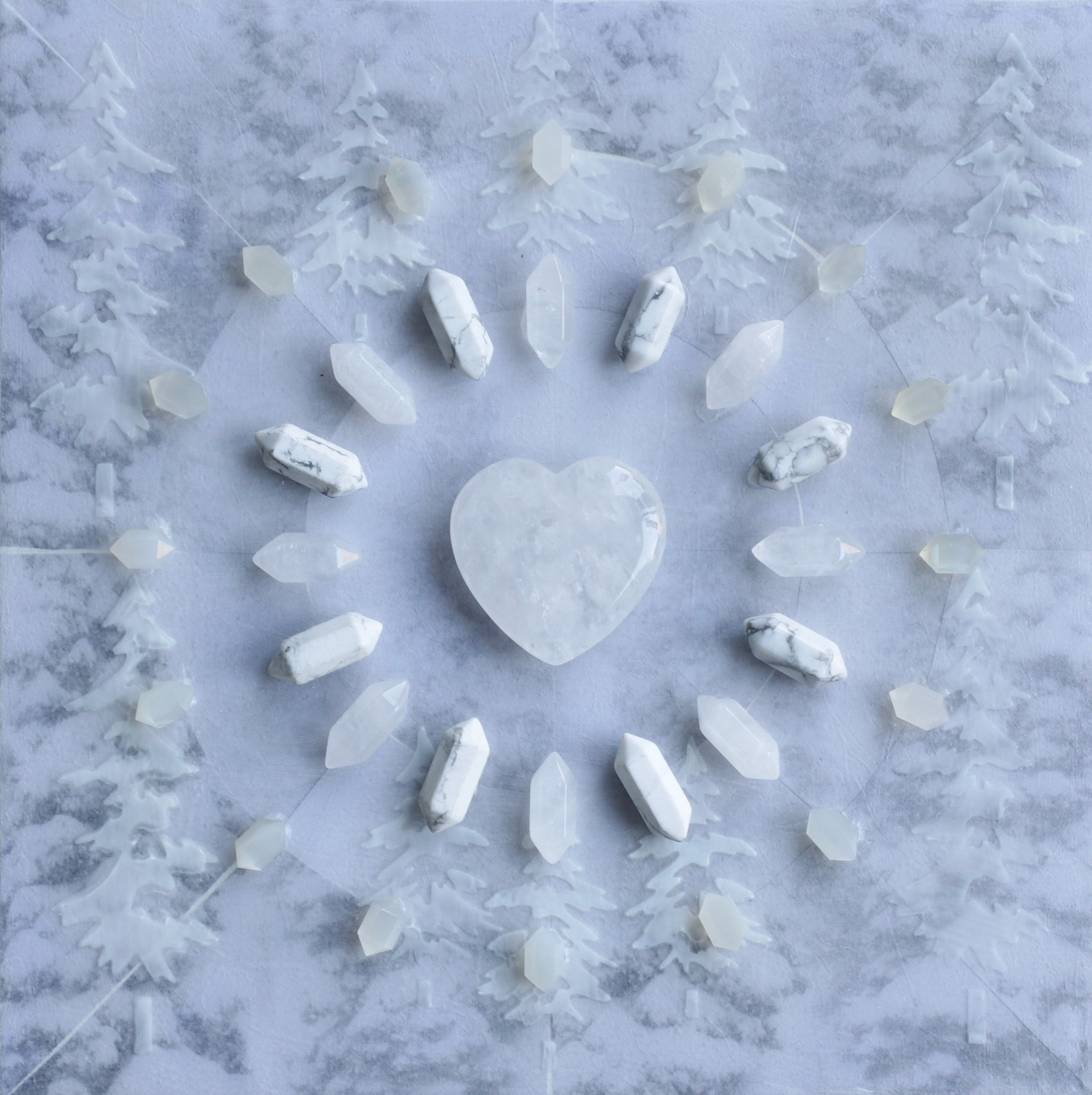 Crystal Grid Art: Winter Landscape PEACE / Crystals on Acrylic and ...