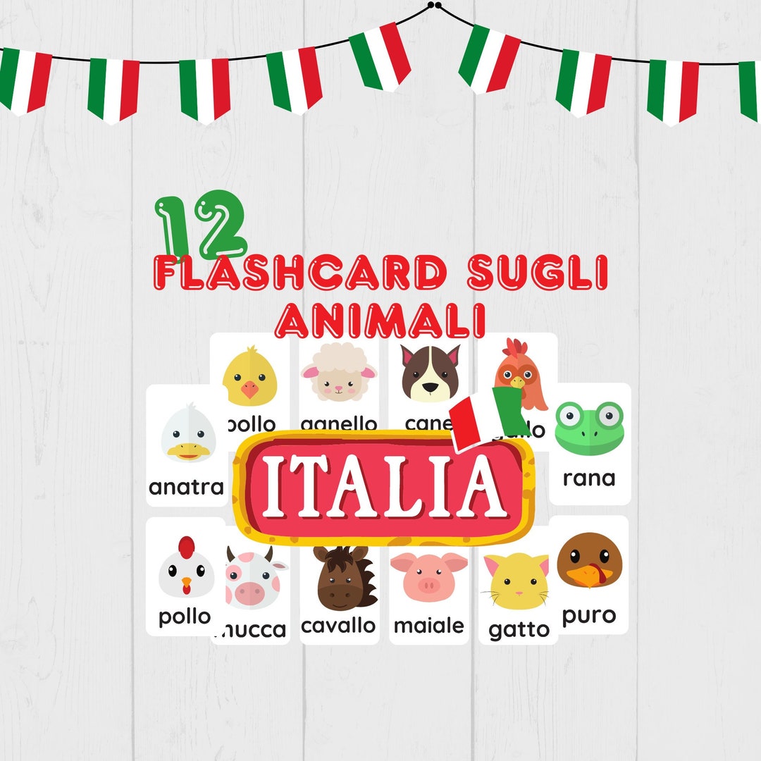 Italian Animal Flashcards Italy Homeschool Resources Flash Cards for ...