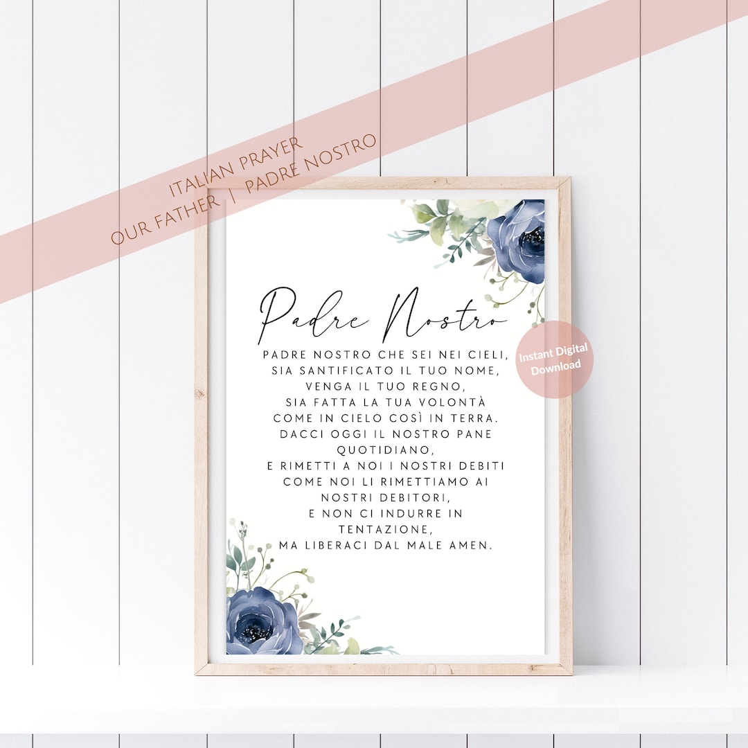 Italian the Lord's Prayer Printable, Wall Art Biblical Religious ...