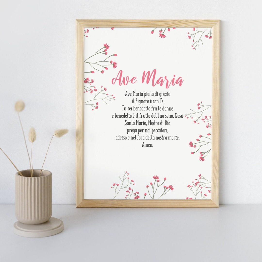 Hail Mary Prayer Ave Maria Italian Catholic Prayer Printable - Etsy