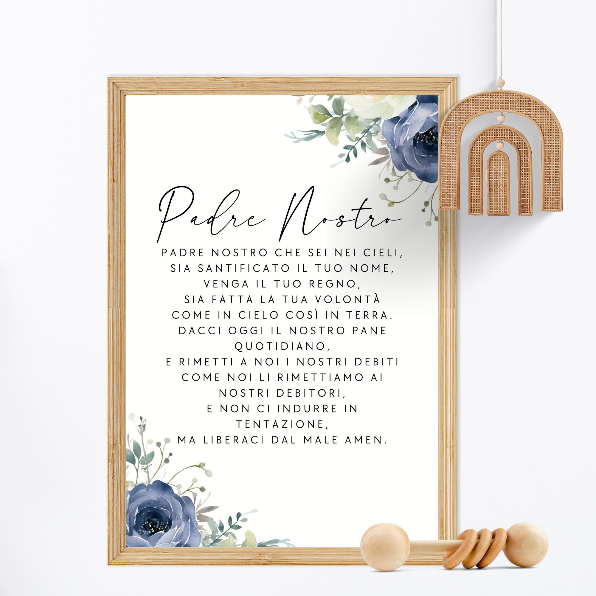 Italian the Lord's Prayer Printable, Wall Art Biblical Religious ...
