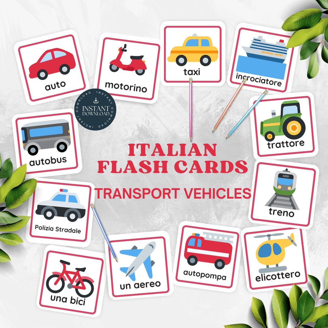 Italian Transport Vehicle Flashcards; Italy; Homeschool Resources ...