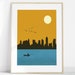 Coastal City Wall Art, Sea View Print, Sunset Art Print, Ocean ...