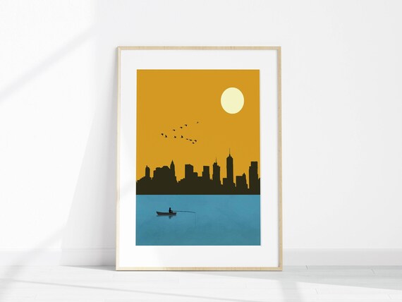 Coastal City Wall Art Sea View Print Sunset Art Print Ocean - Etsy