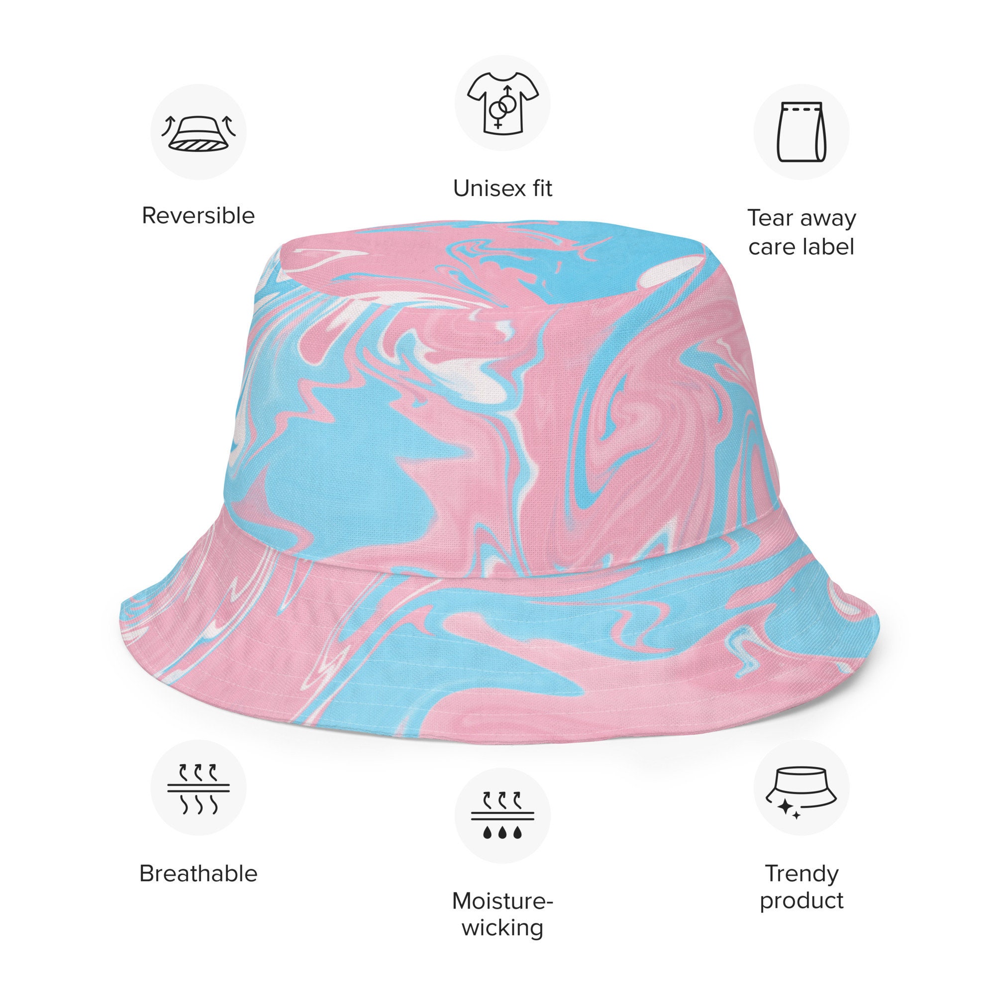 Transgender Pride Flag Swirl Reversible Bucket Hat - Etsy