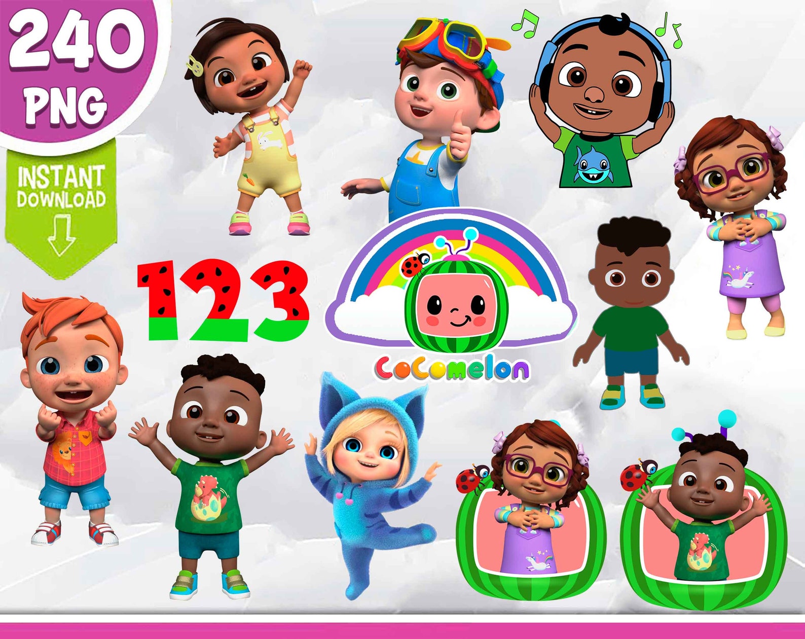 MEGA BUNDLE Cocomelon Bundle Cocomelon Clipart Cocomelon PNG | Etsy