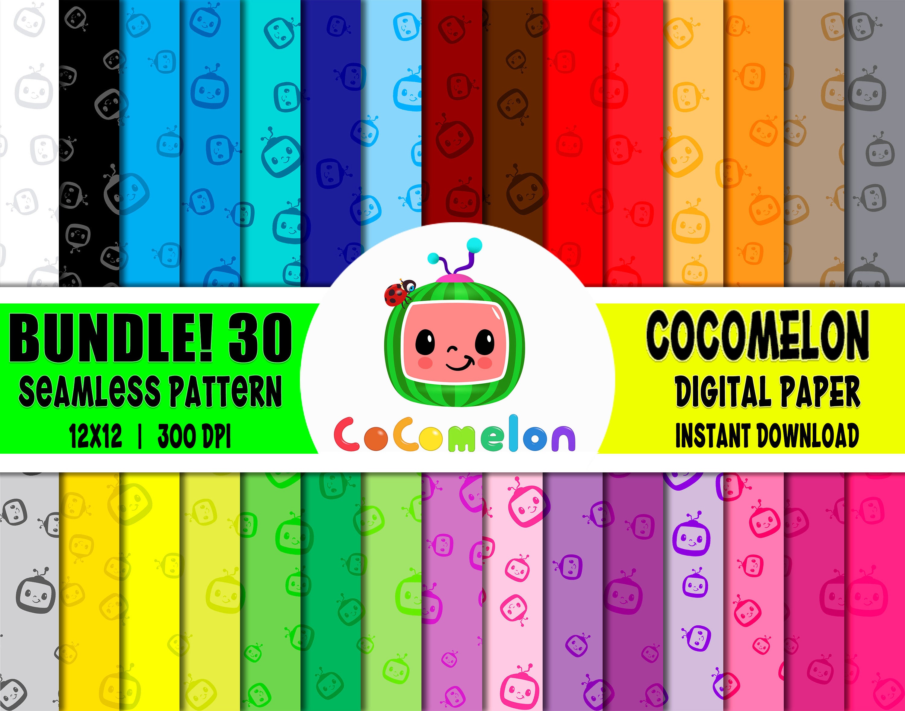 BUNDLE 30 Seamless Pattern Cocomelon Digital Paper Cocomelon | Etsy
