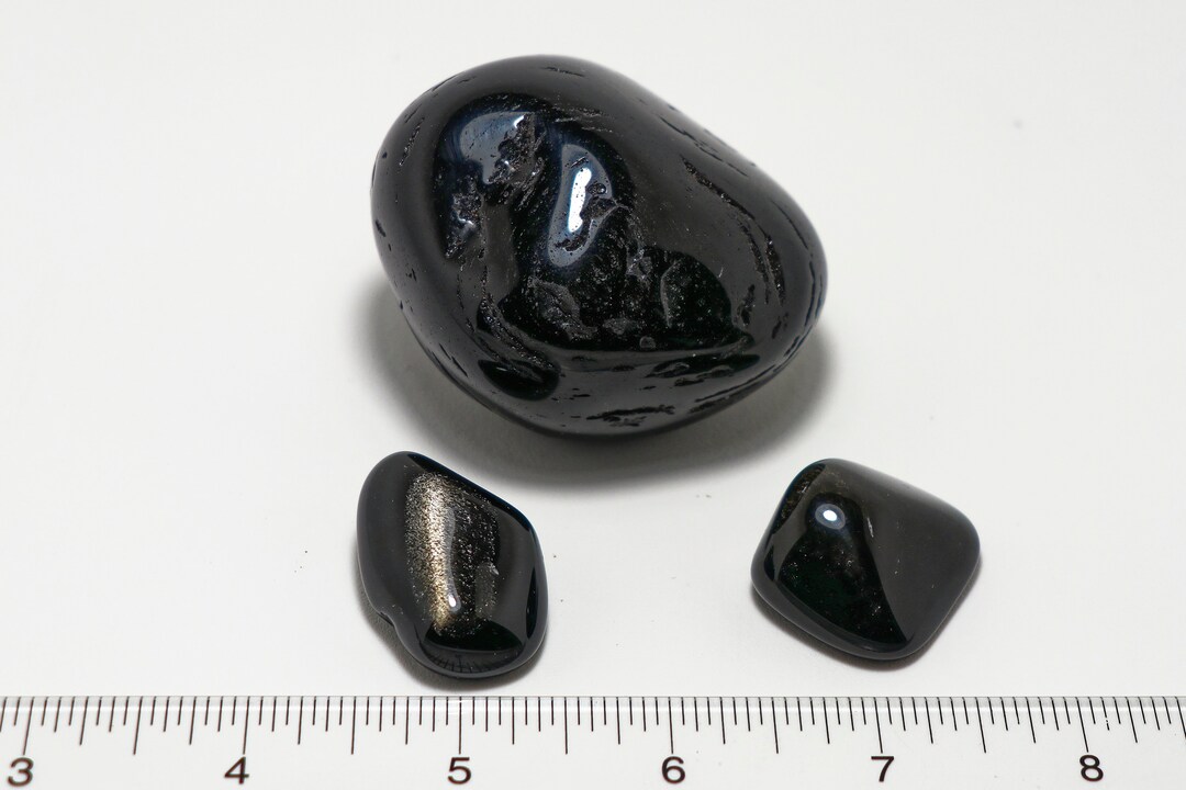 Lot of 3 Sheen Obsidian Apache Tears Tumbled Obsidian Obsidian Nodule ...