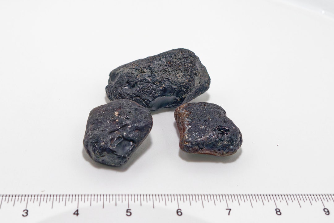 Lot of 3 - Raw Apache Tears - Obsidian Nodules - Meditation Stones ...