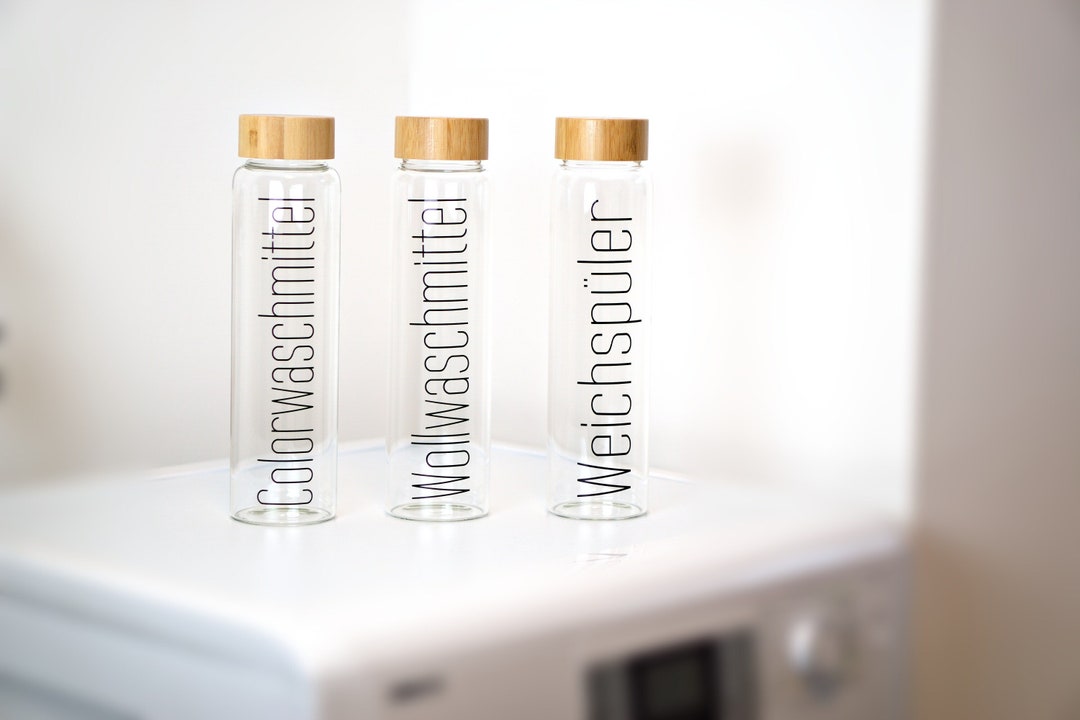 1L Detergent Storage Personalized Glass Storage Container With Bamboo ...