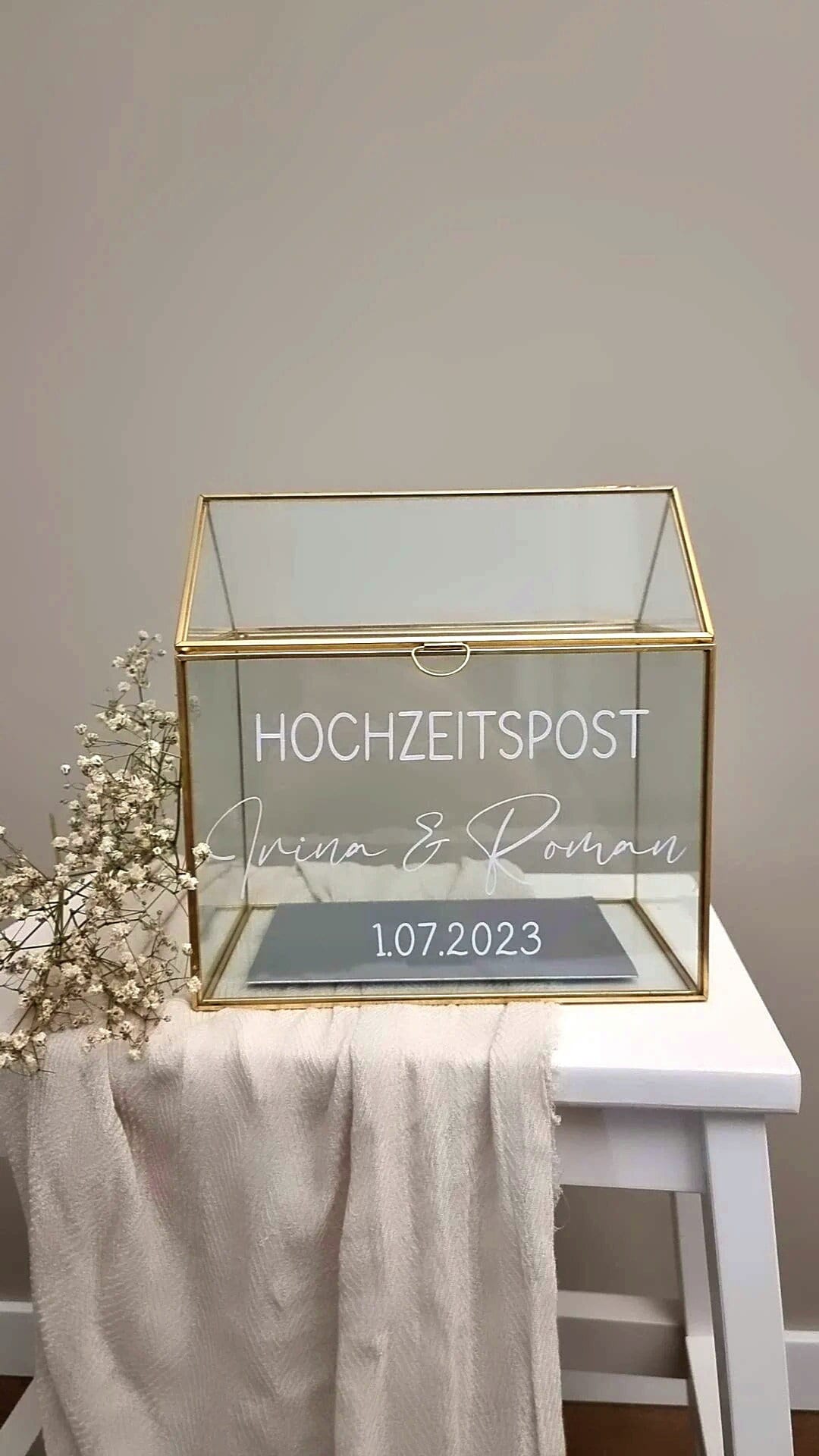 Wedding Box for Cards | Glass Card Box for Cash Gifts | Wedding Post ...