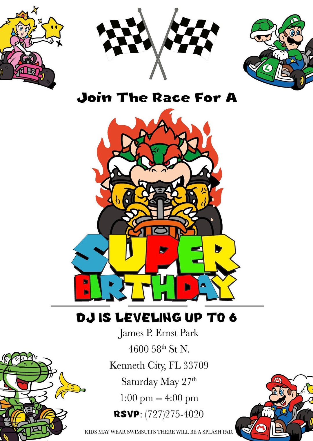 E A S Ysuper Mario Invitation. - Etsy