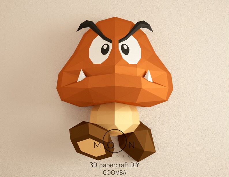 Goomba DIY Papercraft PDF Svg Dxf Low Poly 3D model - Etsy France