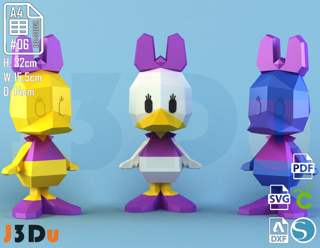 Daysi Duck Mini Papercraft PDF SVG Template for - Etsy UK