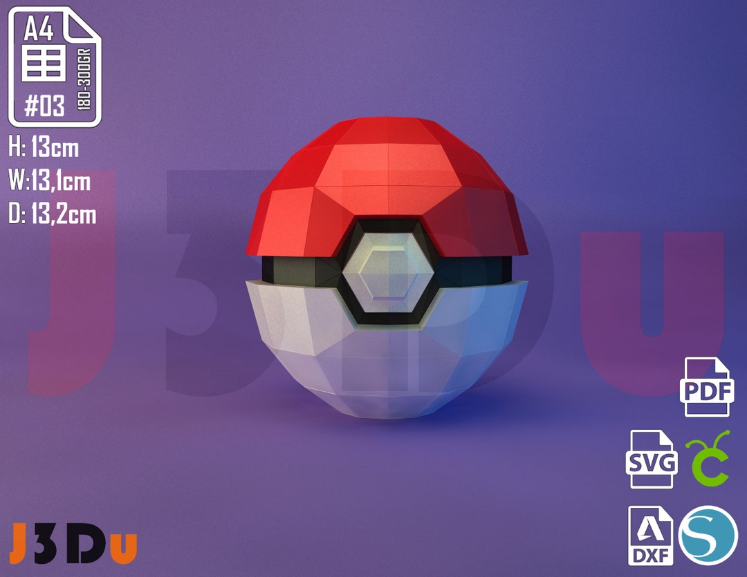 Pokeball pokemon Papercraft PDF SVG cricut maker dxf - Etsy Portugal