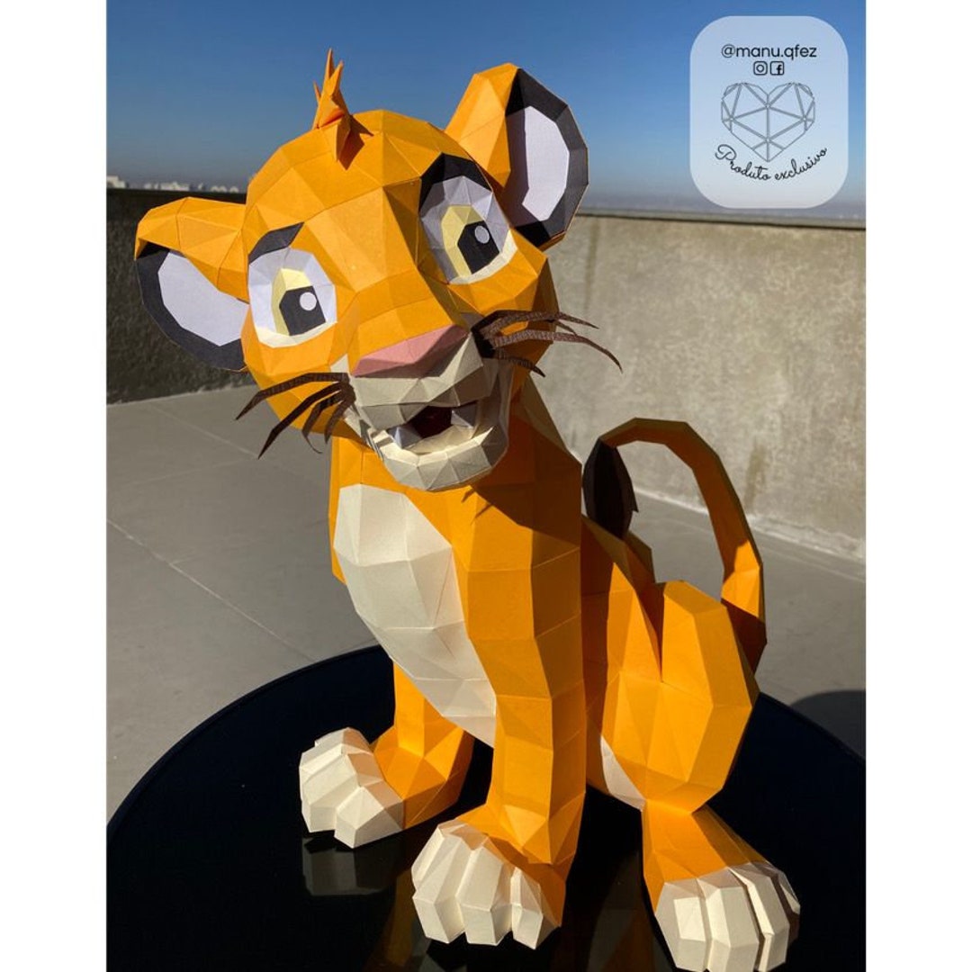 Simba Papercraft, DXF, SVG, Cameo, Cricut Maker, Simba Lion Lowpoly, Diy Simba, Kitpaper Simba ...