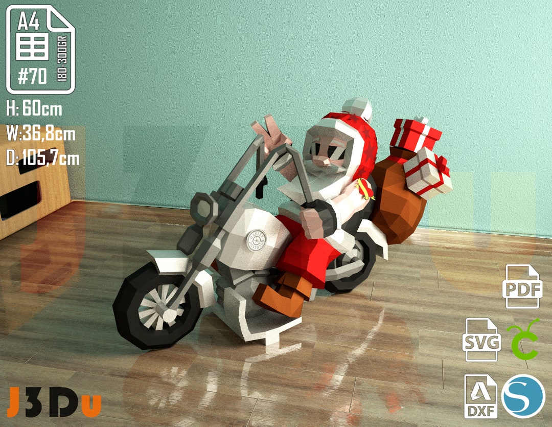 Motorized Santa Claus Papercraft,pdf, SVG Cricut,dxf, DIY 3d Model ...