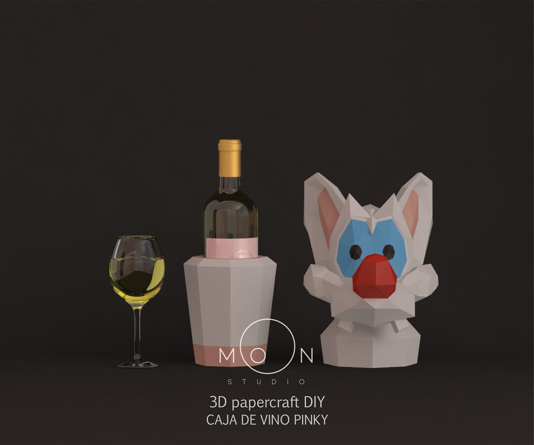 Pinky Wine Box Papercraft PDF Templates DIY 3D Model Low - Etsy