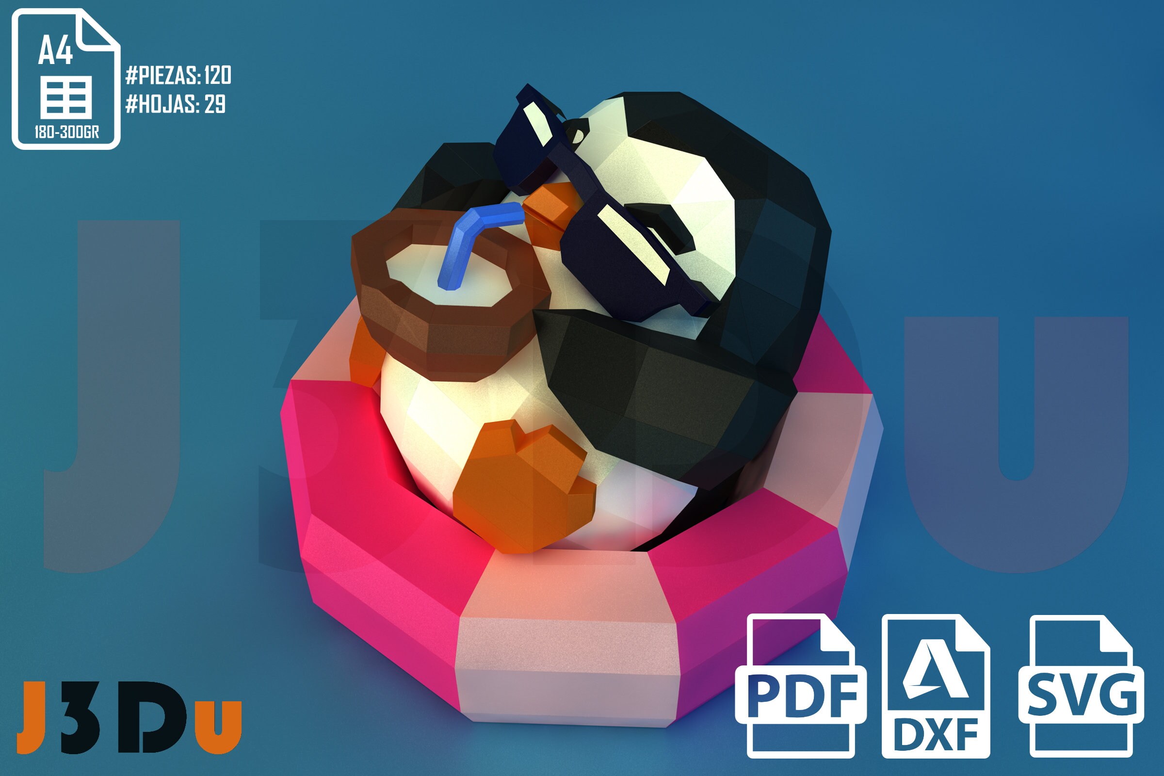Pengu Summer Pinguino Veraniego Papercraft - Etsy