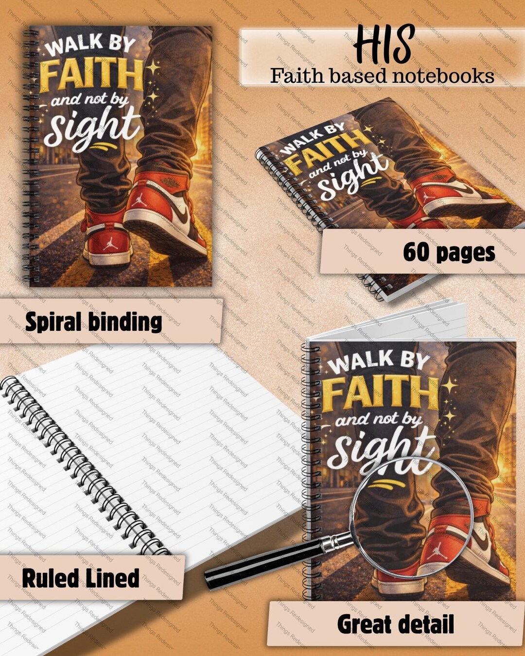 Walk by Faith Notebook for Men | Christian Spiral Journal | Faith-based ...