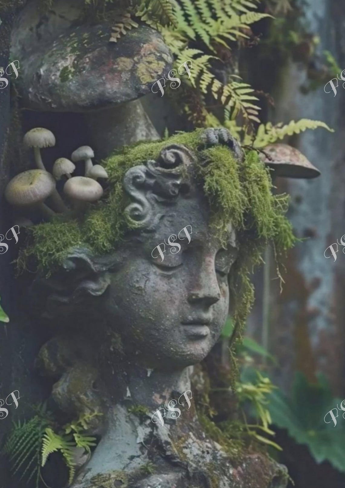 Mossy Statue 5 X 7 Art Print - Etsy