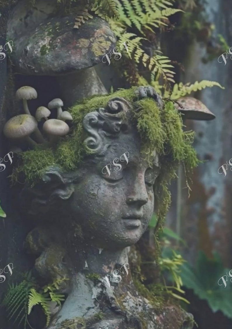 Mossy Statue 5 X 7 Art Print - Etsy