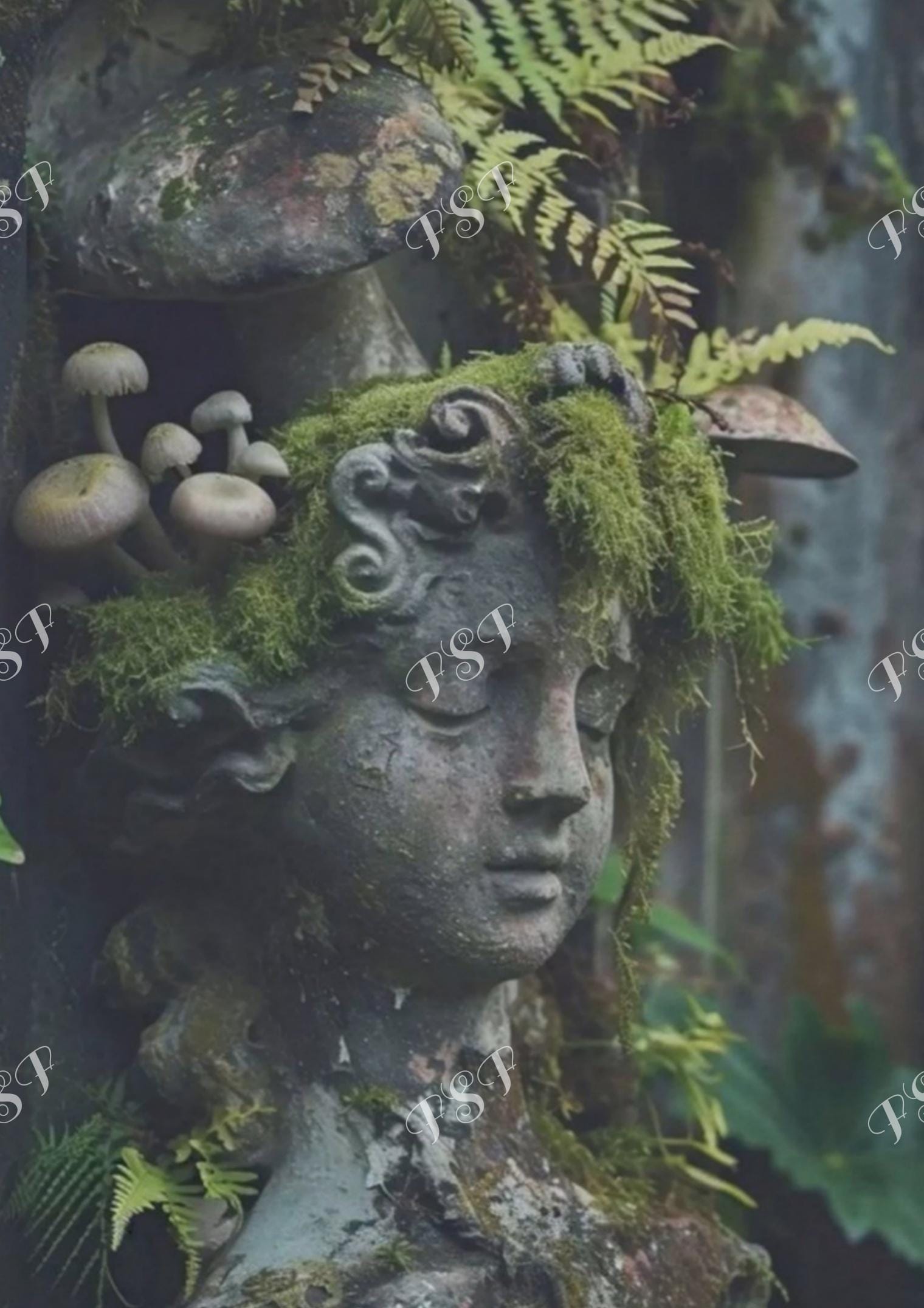 Mossy Statue 5 X 7 Art Print - Etsy