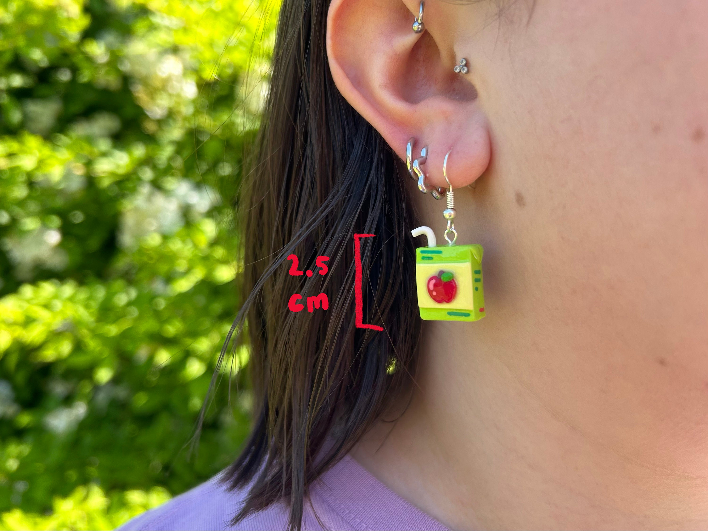 Juice Box Handmade Polymer Clay Dangle Earrings - Apple, Orange, Grape ...