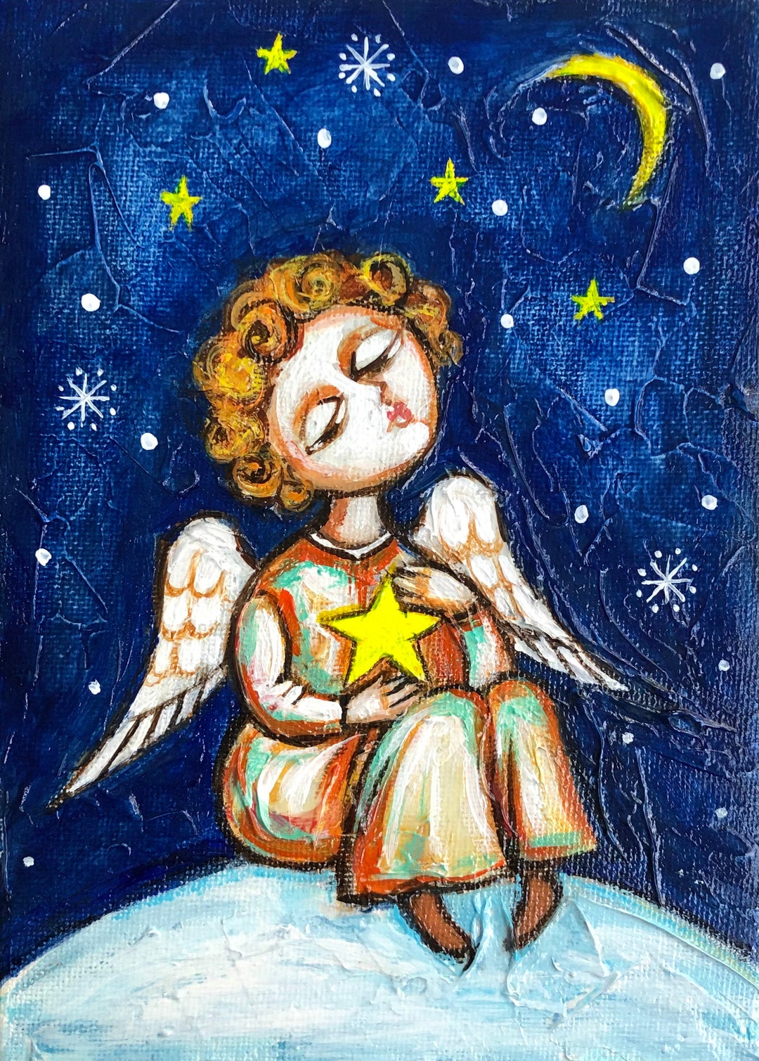 Winter Angel With Stars - Etsy