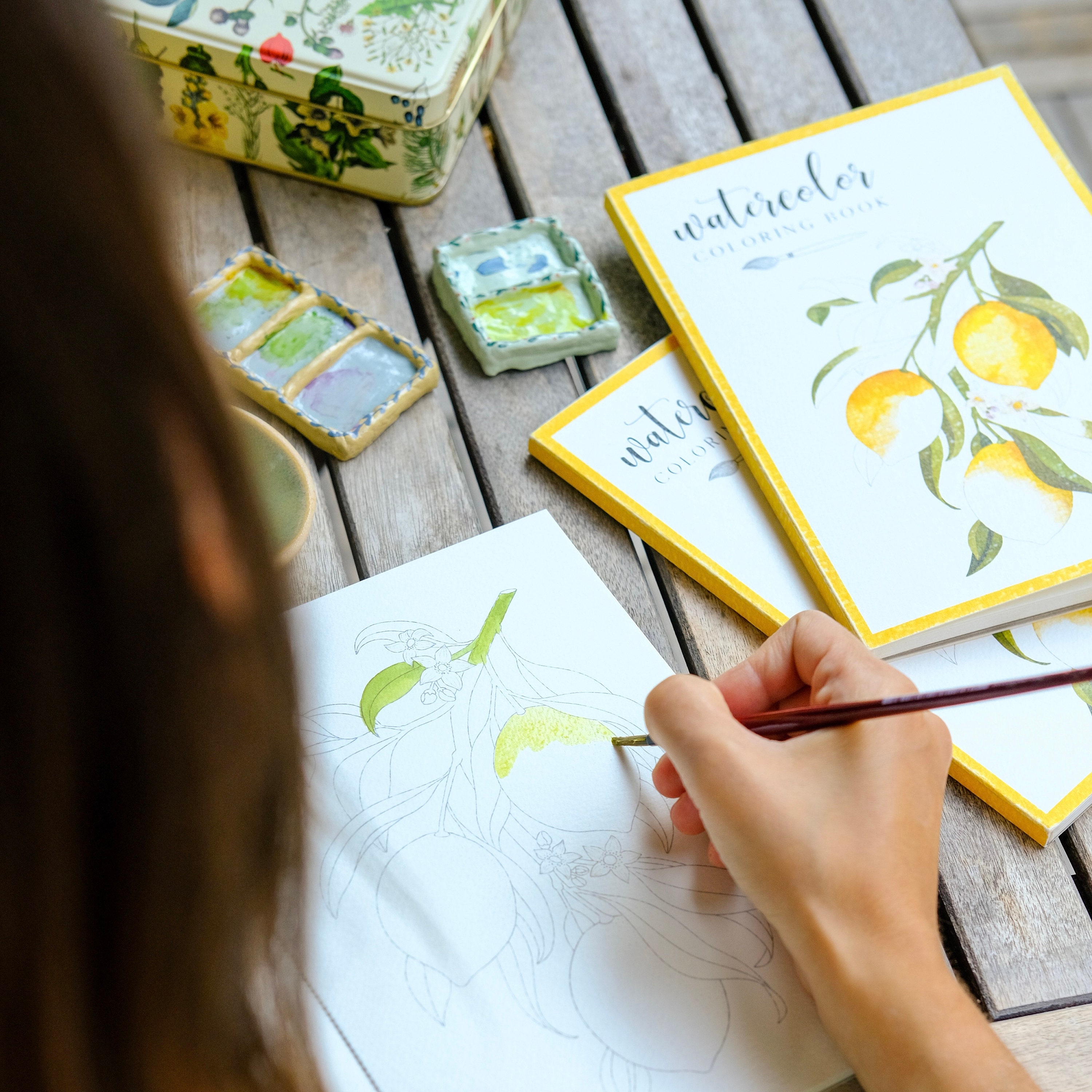 Watercolor Coloring Book Fruits Handmade Illustration - Etsy