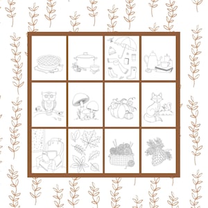 Autumn Watercolor Coloring Book | Fall Handmade Illustration Pages ...