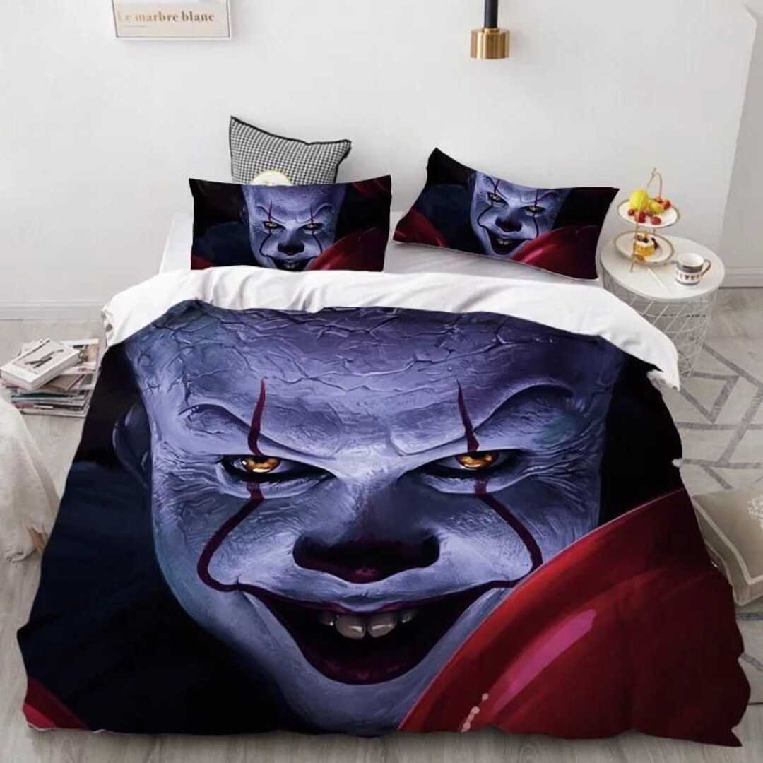 Stephen King IT Chapter Two Pennywise Scary Clown Duvet Cover Bedding ...