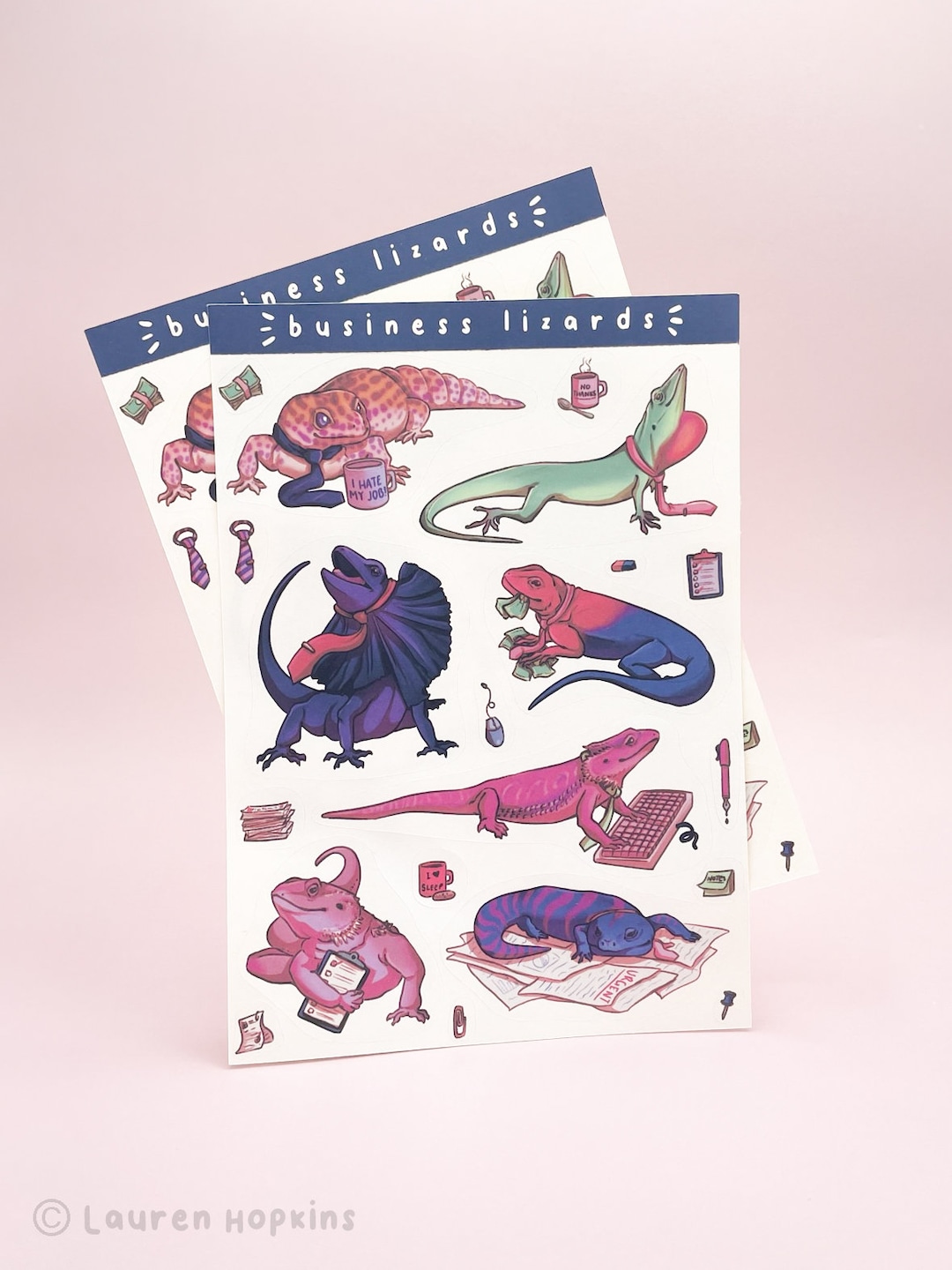 Business Lizards Sticker Sheet | Cute Lizard Stickers - Etsy