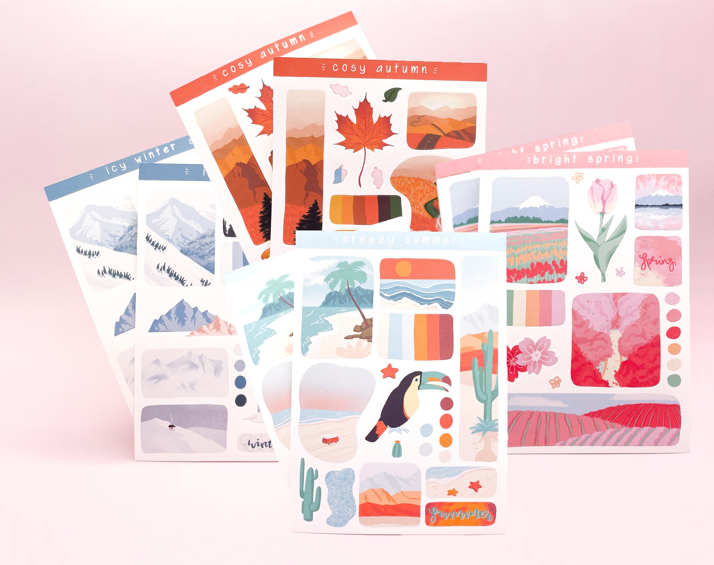 Four Seasons Sticker Sheet Spring Summer Autumn and Winter | Etsy
