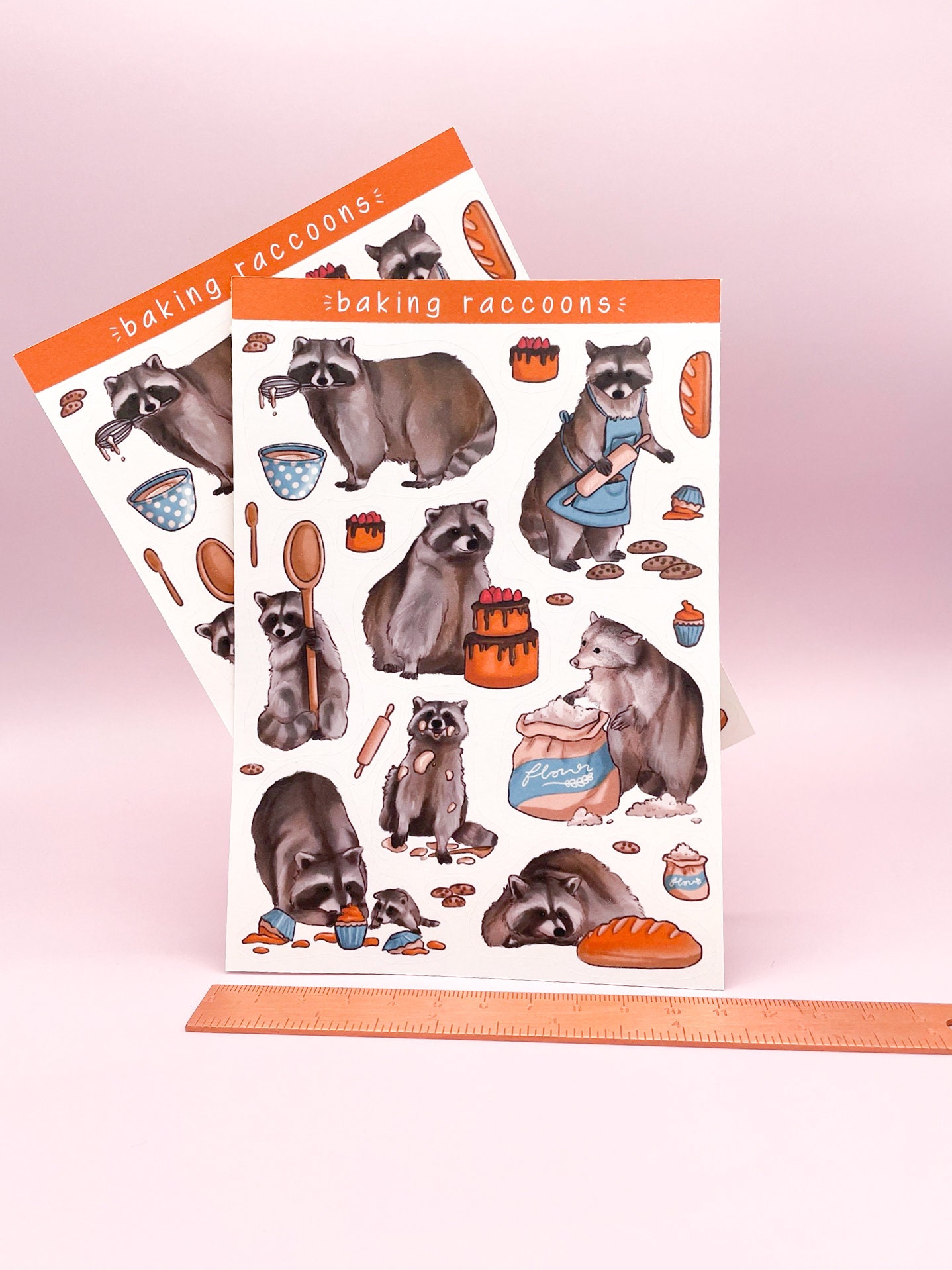 Baking Raccoons Sticker Sheet Cute Raccoon Stickers Bread | Etsy