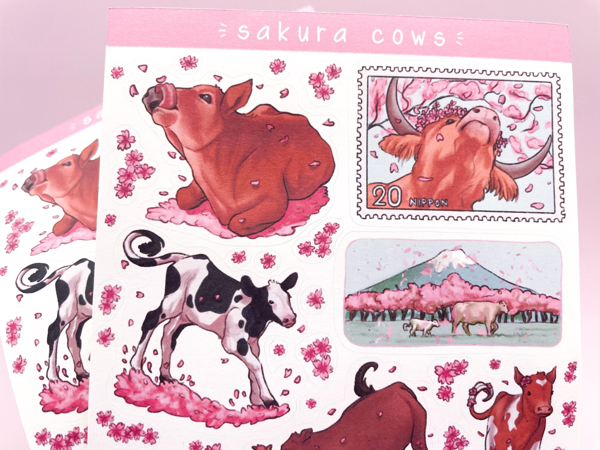 Sakura Cows Sticker Sheet Cherry Blossom Cow Calves Cute - Etsy UK