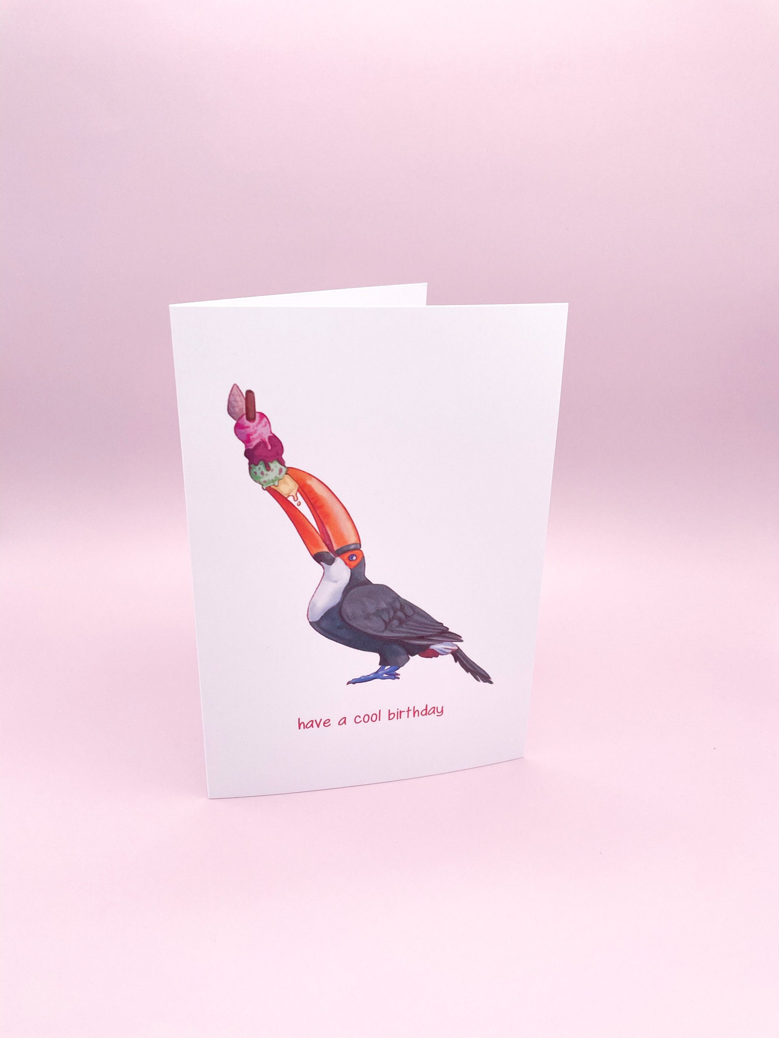 Ice Cream Toucan Birthday Card Four Options Cute Toucans | Etsy