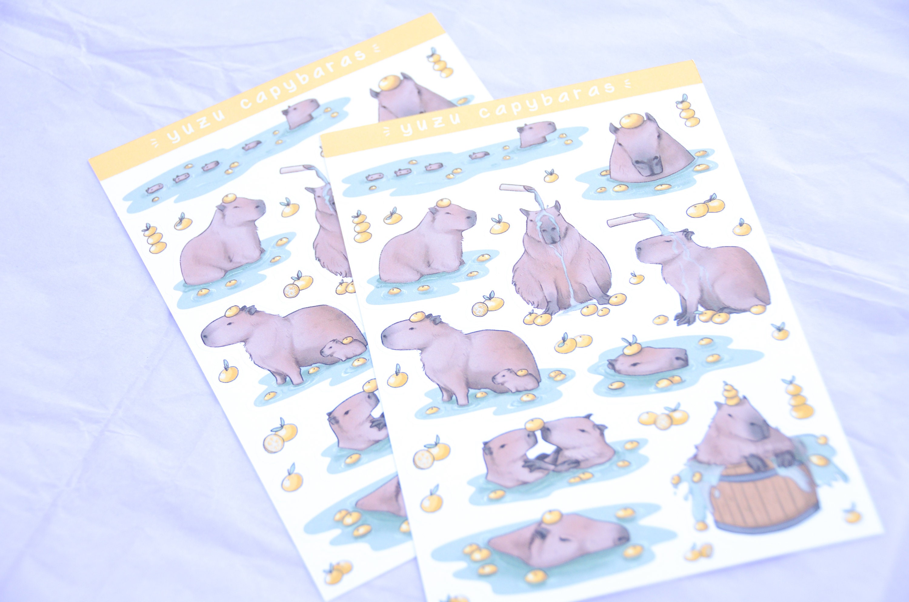 Yuzu Capybaras Sticker Sheet Cute Capybara Lemon Stickers | Etsy