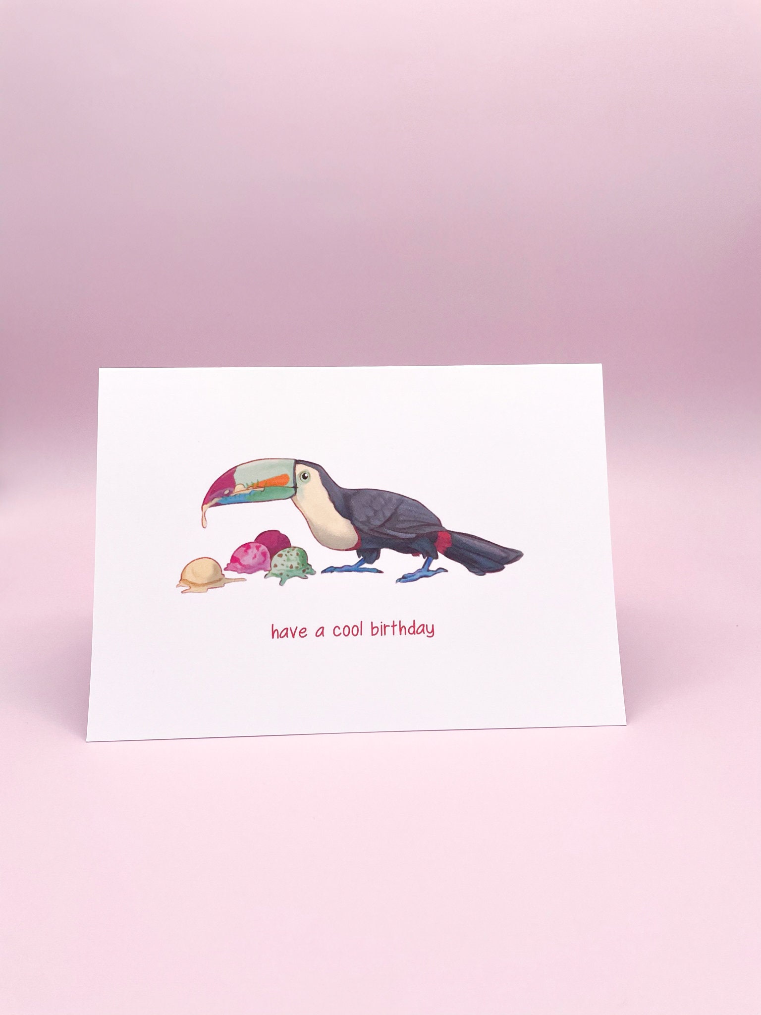 Ice Cream Toucan Birthday Card Four Options Cute Toucans | Etsy