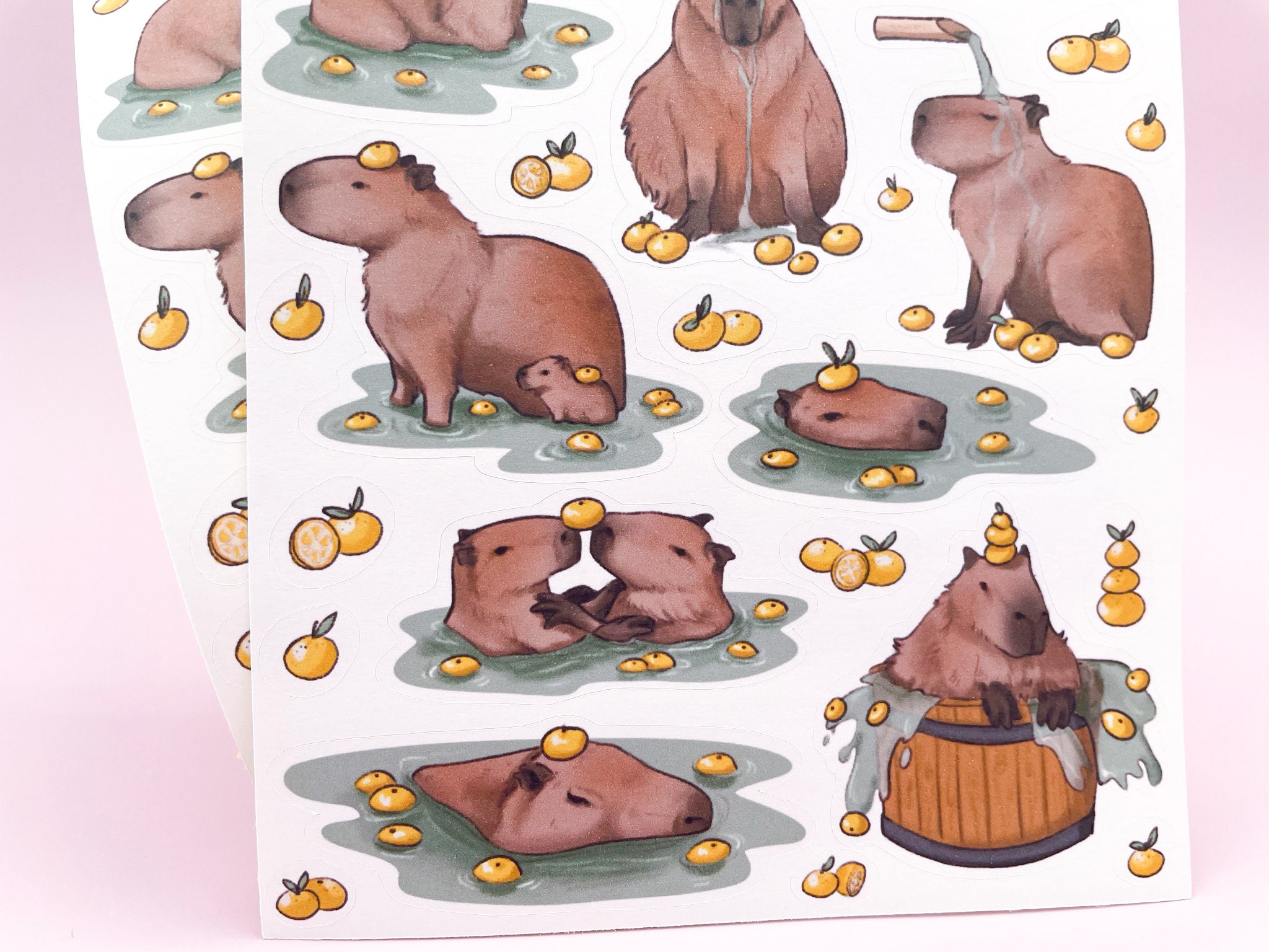 Yuzu Capybaras Sticker Sheet Cute Capybara Lemon Stickers | Etsy