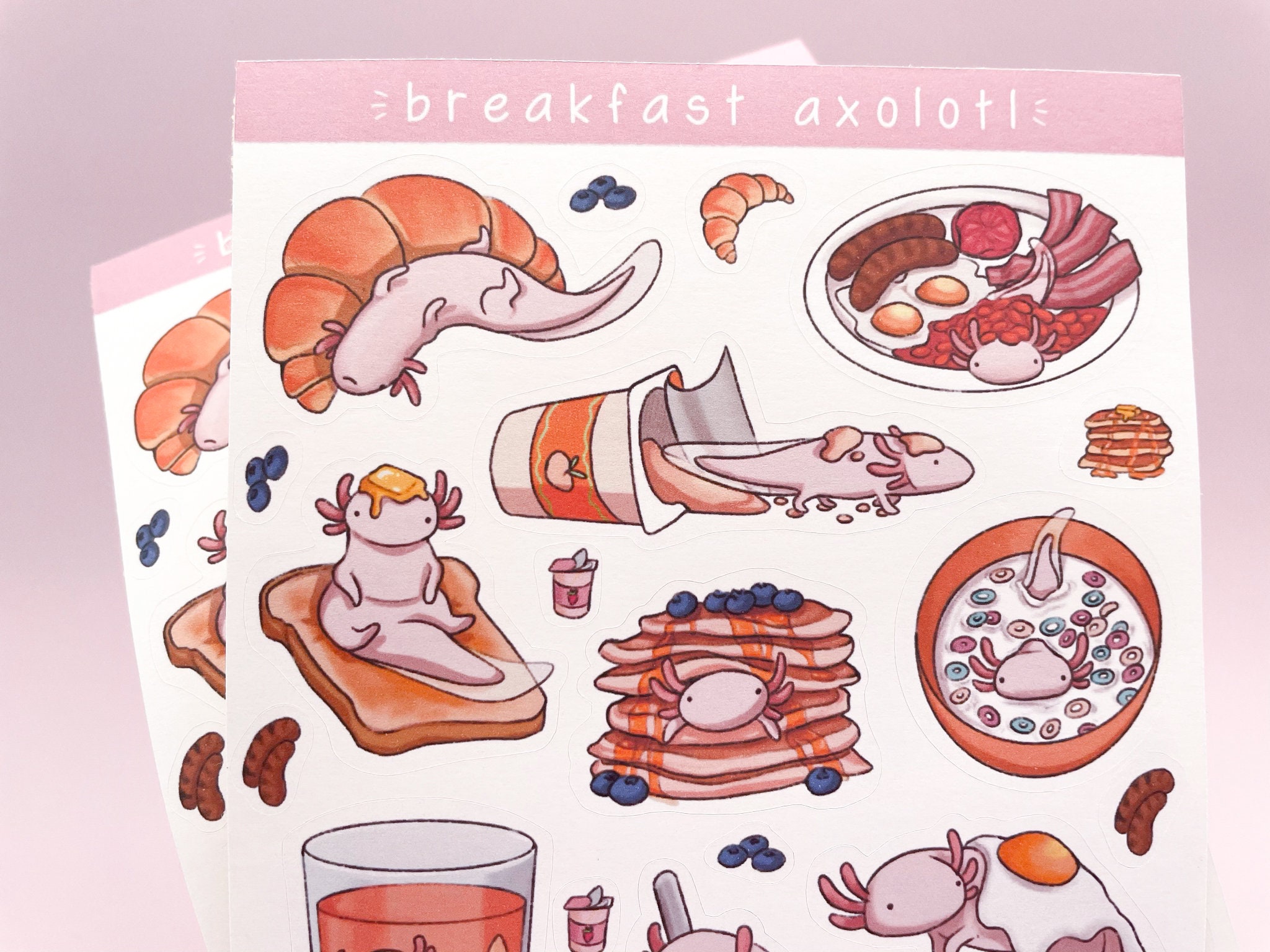Breakfast Axolotl Sticker Sheet Morning Axolotls Stickers - Etsy UK