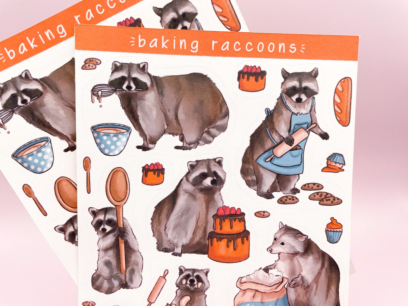 Baking Raccoons Sticker Sheet Cute Raccoon Stickers Bread - Etsy UK