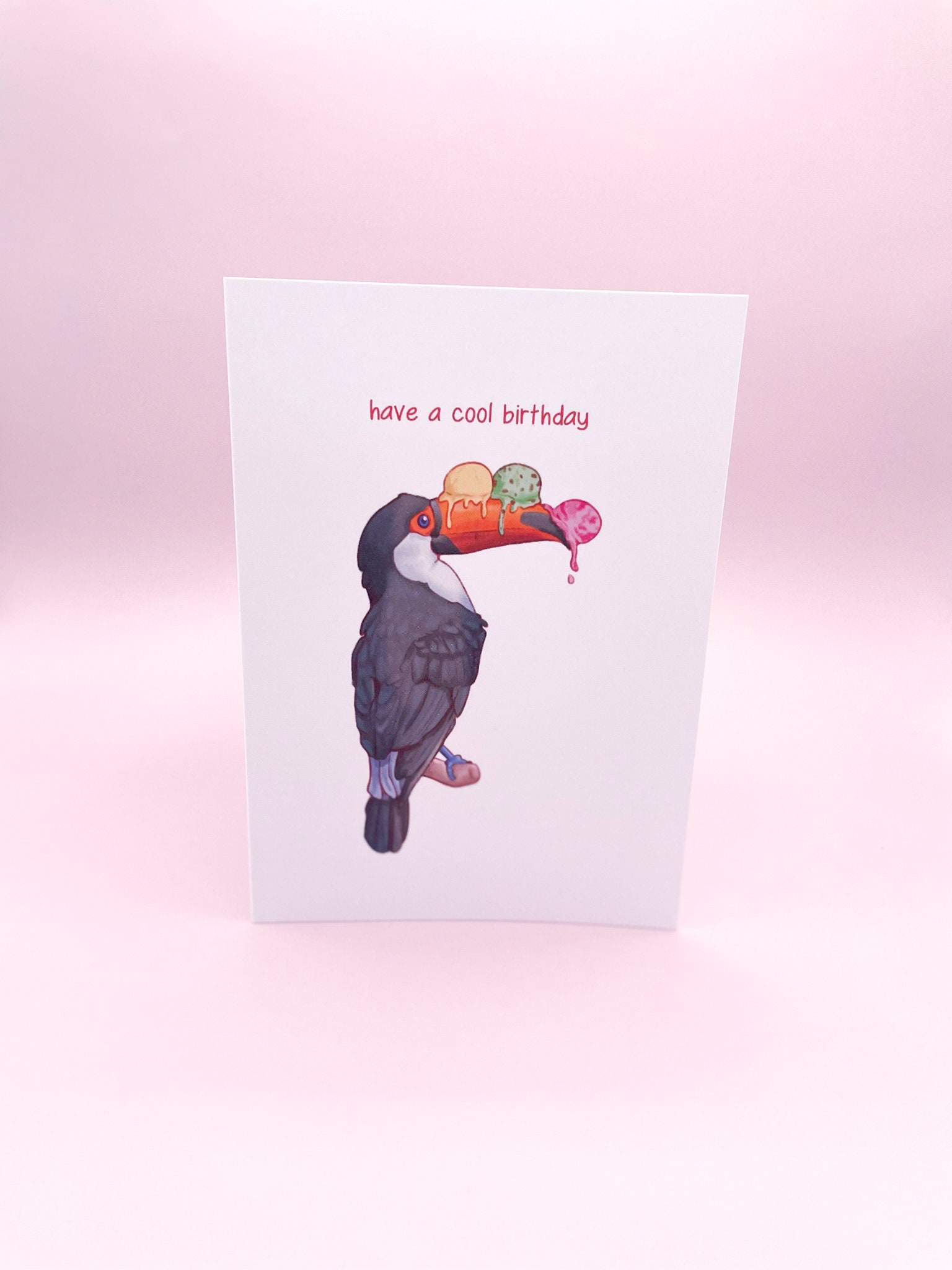 Ice Cream Toucan Birthday Card Four Options Cute Toucans | Etsy