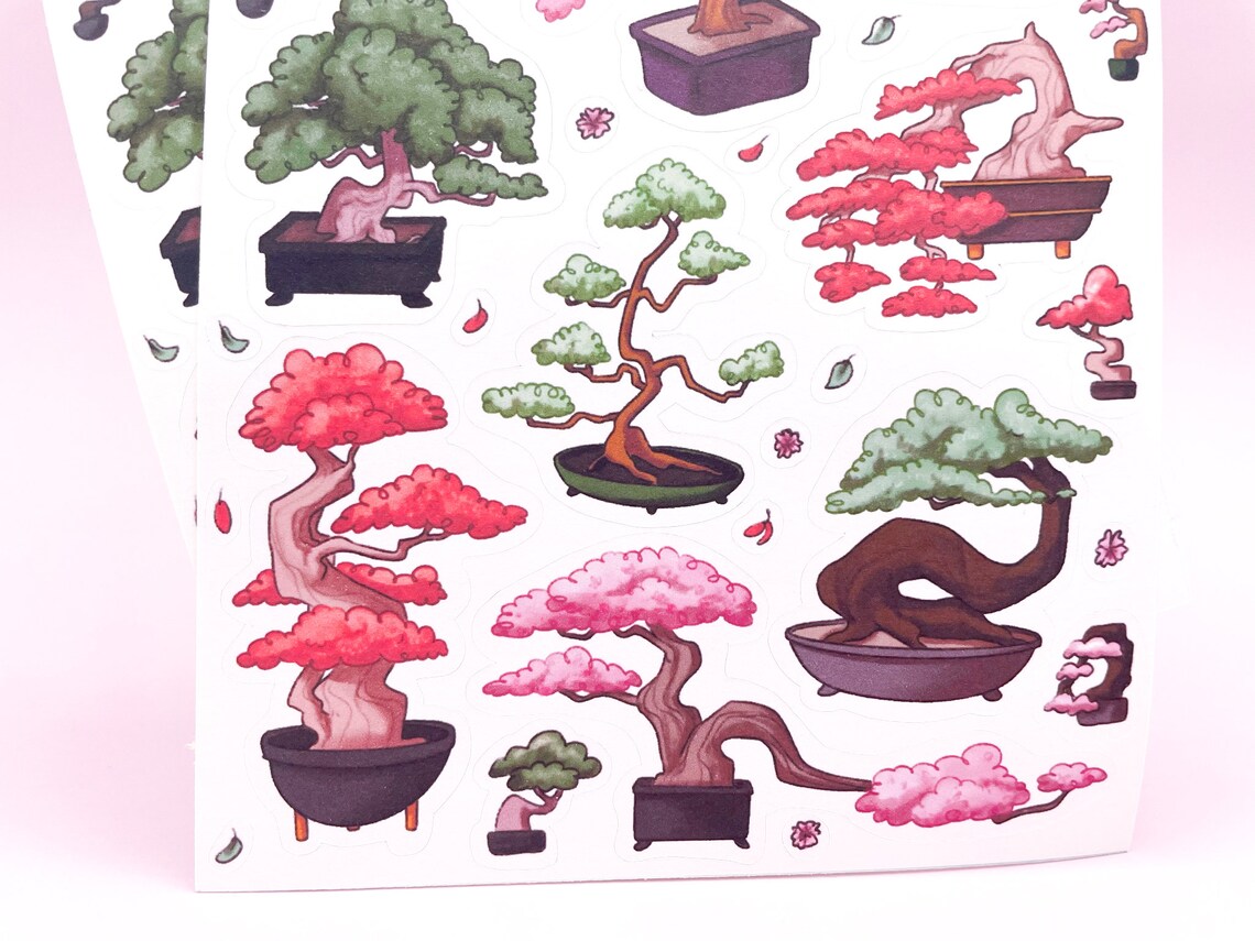 Bonsai Trees Sticker Sheet Bonsais Tree Stickers Japanese - Etsy