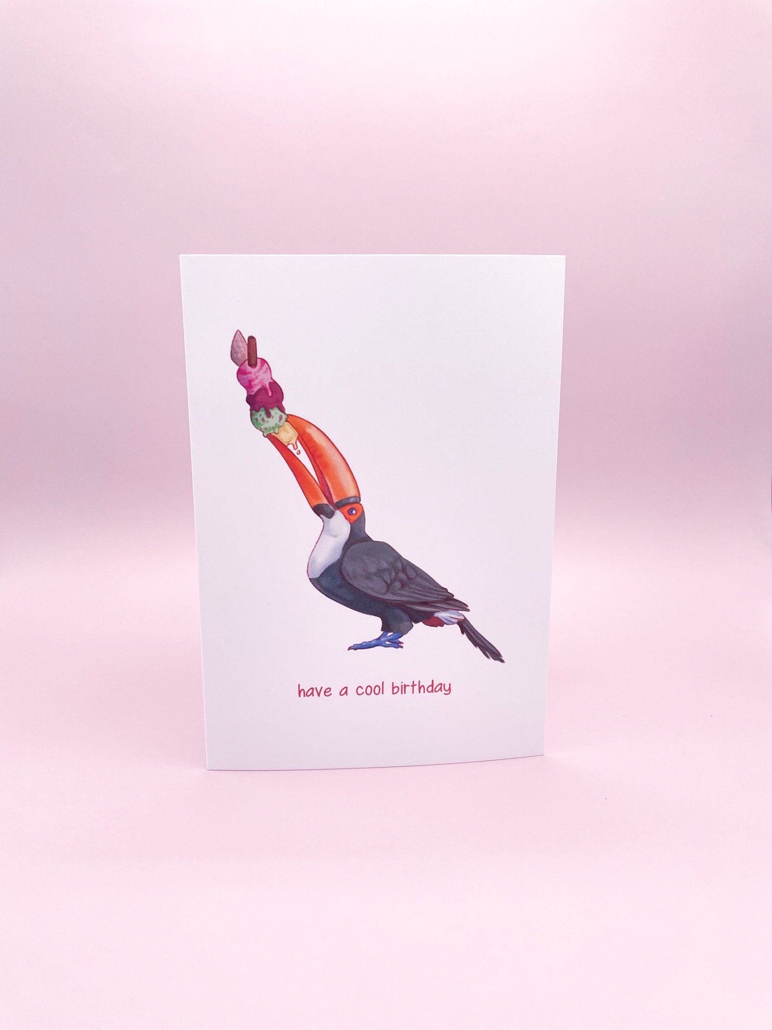 Ice Cream Toucan Birthday Card Four Options Cute Toucans | Etsy