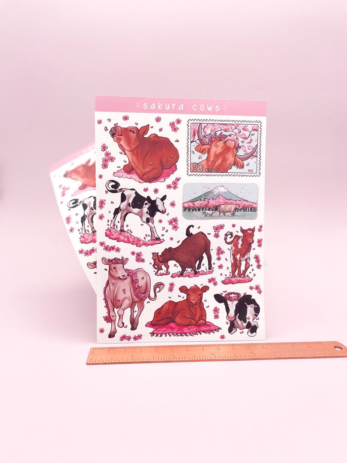 Sakura Cows Sticker Sheet Cherry Blossom Cow Calves Cute | Etsy