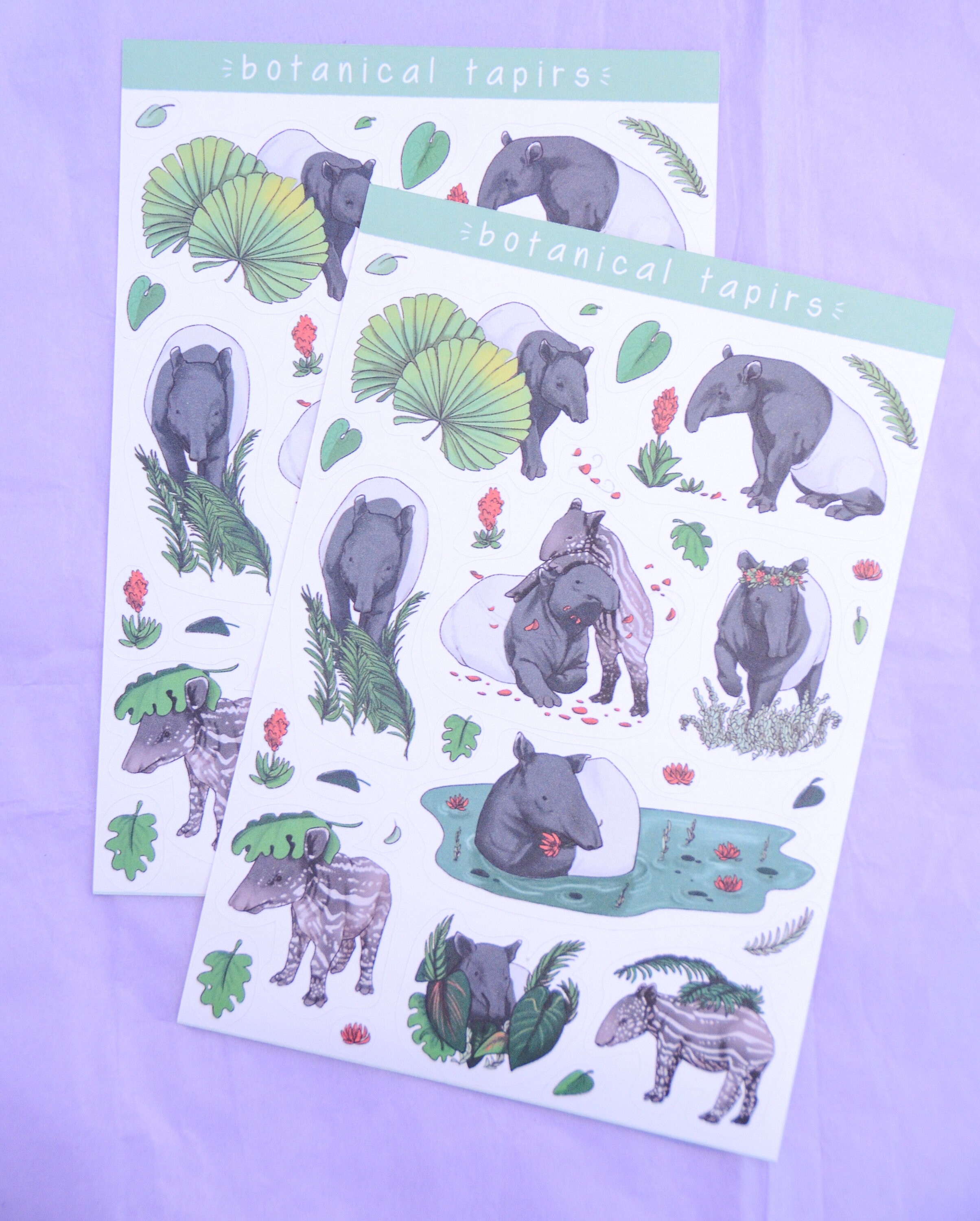 Botanical Tapir Sticker Sheet Tapirs Plants Stickers Plant | Etsy