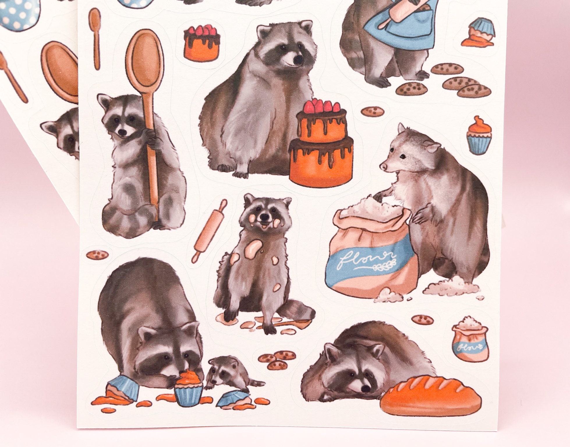 Baking Raccoons Sticker Sheet Cute Raccoon Stickers Bread - Etsy Ireland