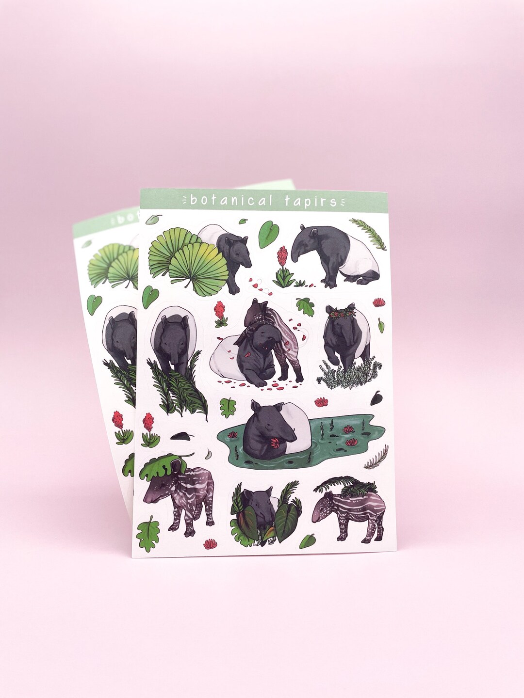 Botanical Tapir Sticker Sheet Tapirs Plants Stickers Plant Forest Cute ...