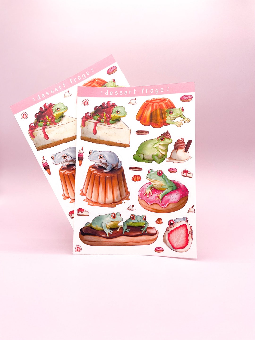 Dessert Frogs Sticker Sheet | Cute Frog Stickers Food - Etsy